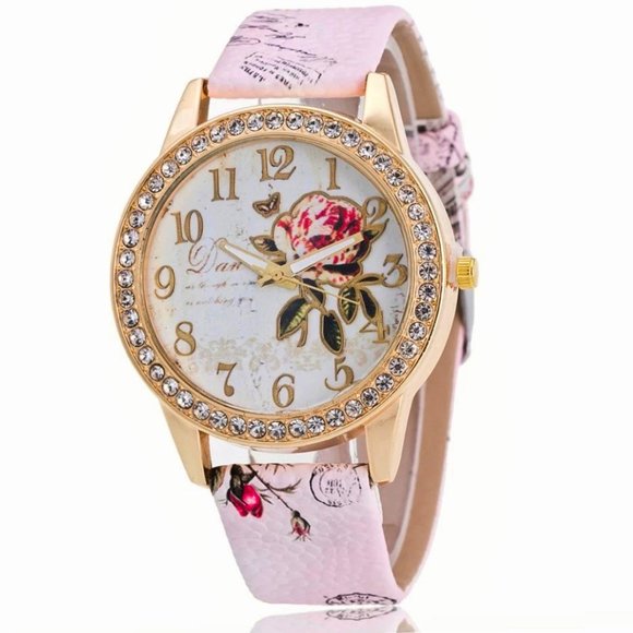 TheEdgeOfNik | Accessories | Pretty In Pink Sparkly Rose Watch Nwt ...